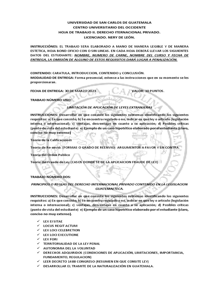 Hoja de Traabajo II-2023 | PDF | Ciencias Políticas | Gobierno