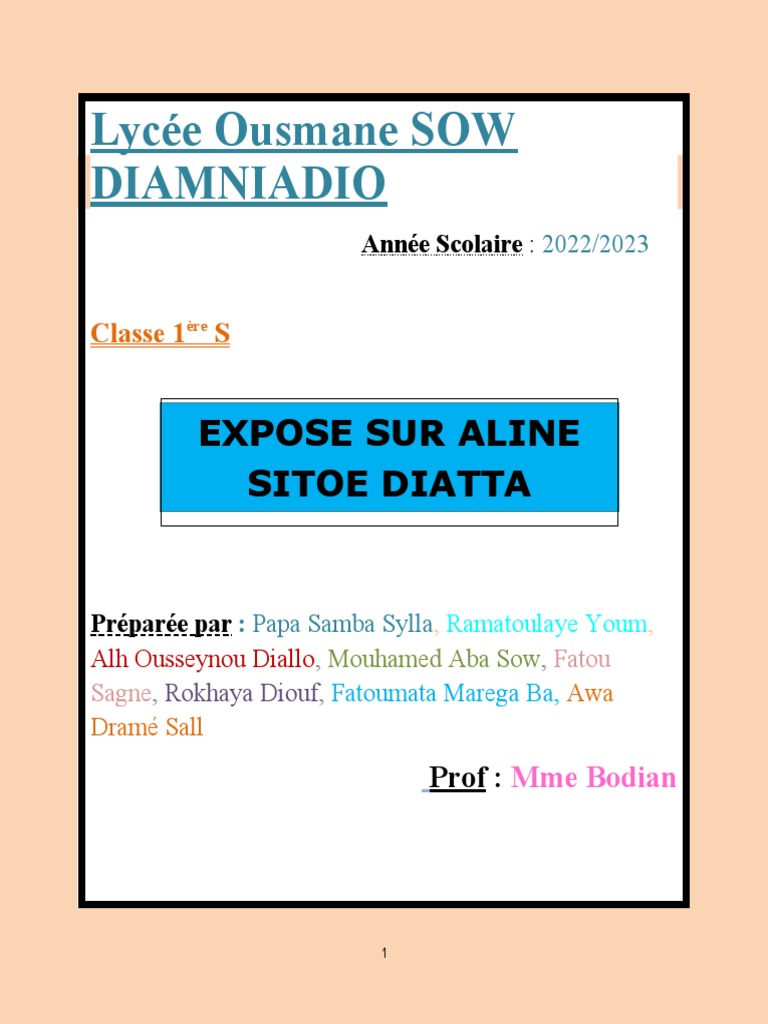 Aline Sitoé Diatta : Résistance et Histoire | PDF | Sciences sociales ...
