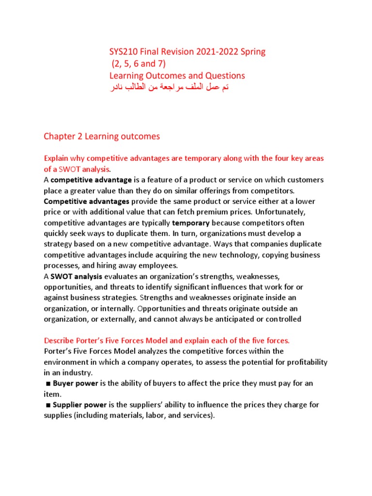 SYS210 Final Revision 2021-2022 Spring | PDF | Databases | Strategic ...