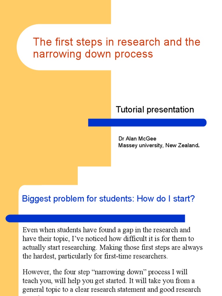 First Steps in Research - Narrowing Down. Oct. 2020 | PDF | English ...