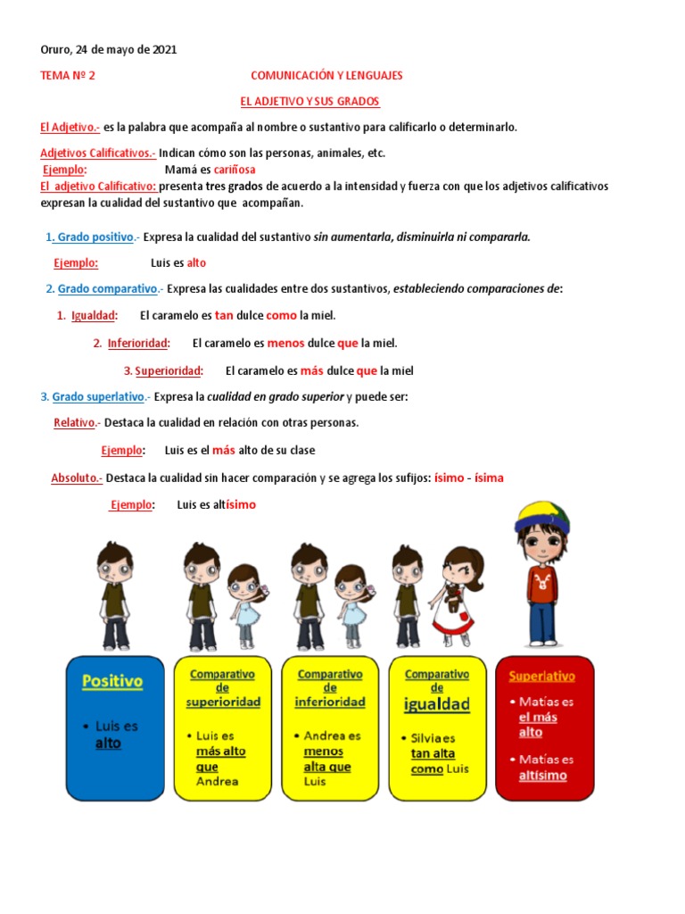 Tema #2 El Adjetivo y Sus Grados | PDF