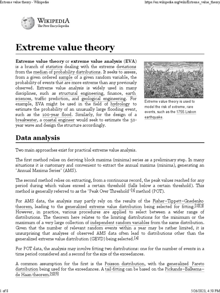 Extreme Value Theory | PDF | Statistical Models | Probability And ...