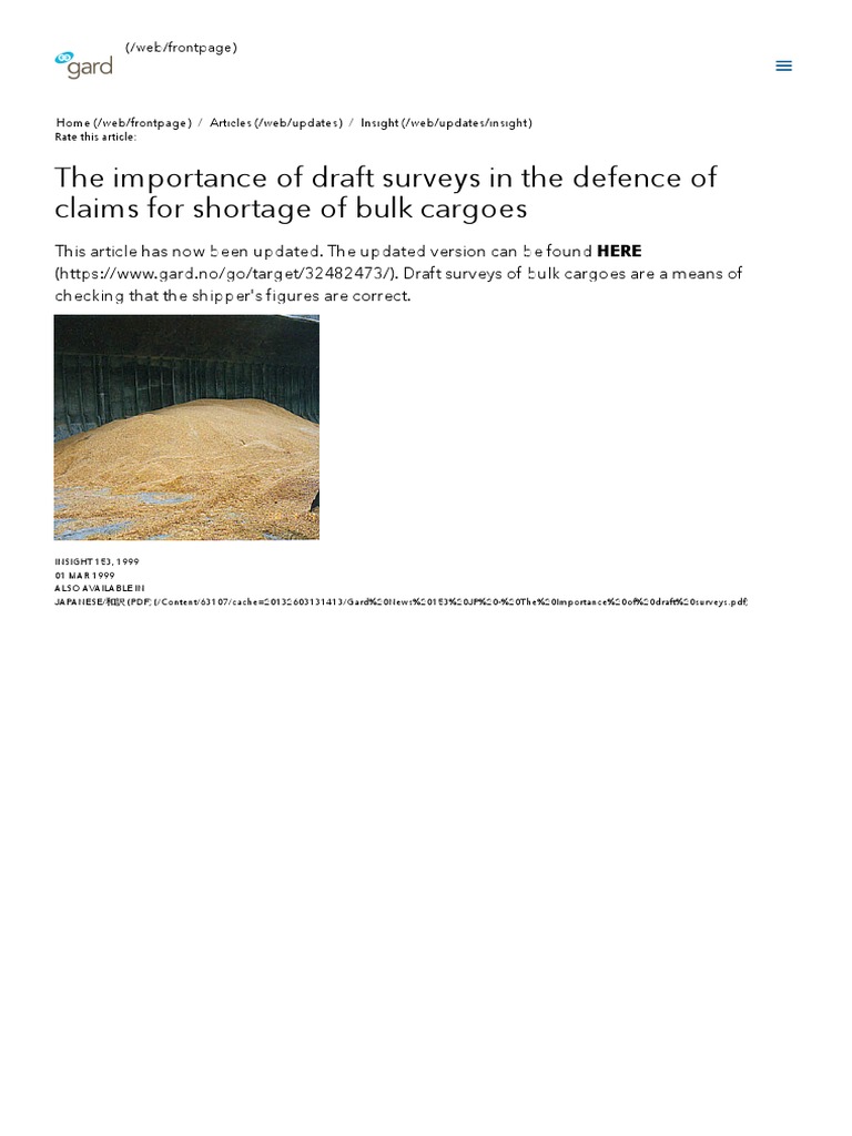 The Importance of Draft Surveys | PDF | Bill Of Lading | Cargo