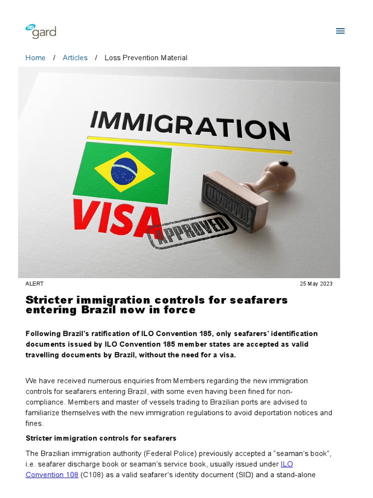 Stricter Immigration Controls For Seafarers Entering Brazil Now in ...