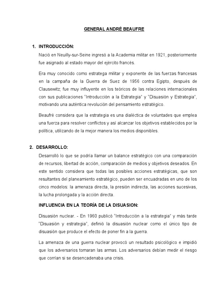 GENERAL ANDRÉ BEAUFRE | PDF | Guerra nuclear | Relaciones Internacionales