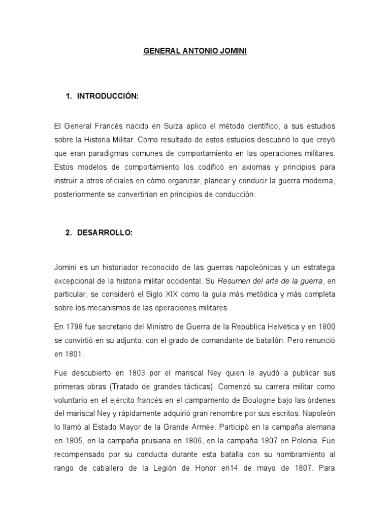 General Antonio Jomini | PDF | Antoine Henri Jomini | Napoleón