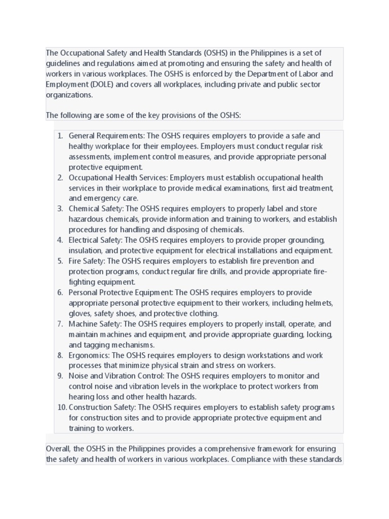 The Occupational Safety and Health Standards For The Public Sector ...