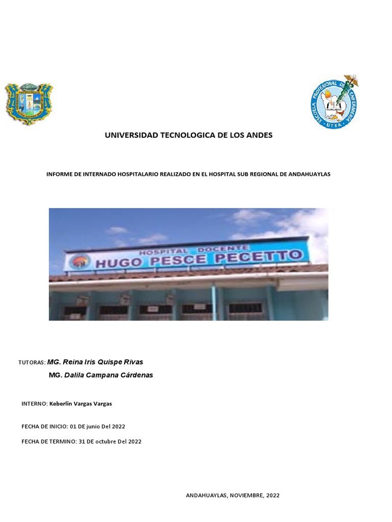 Informe Del Internado | PDF | Enfermería | Hospital
