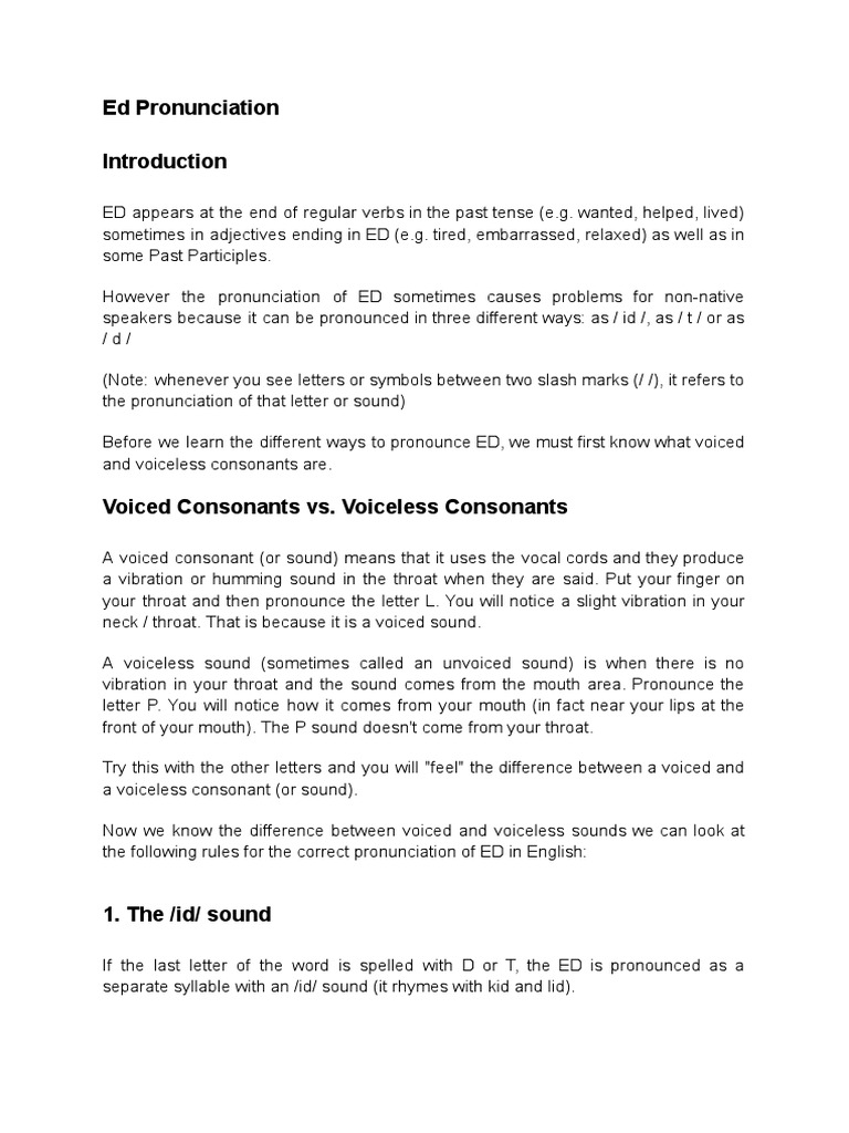 Ed Pronunciation | PDF | Syllable | English Language