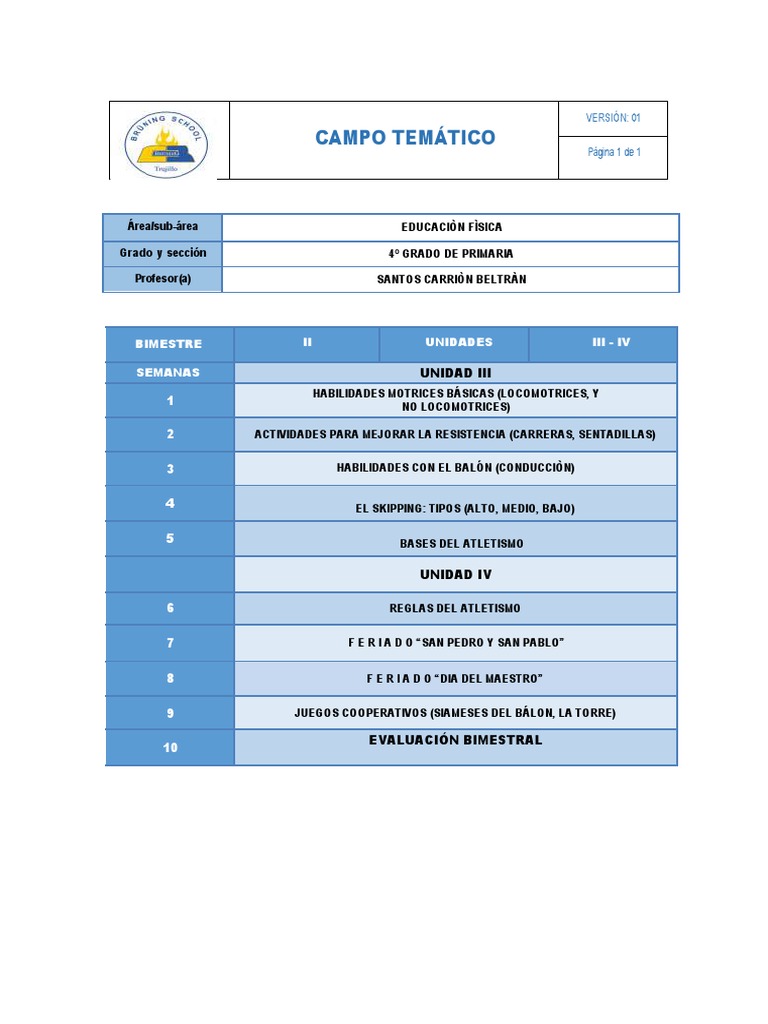 Campo Temático - 4° Primaria | PDF