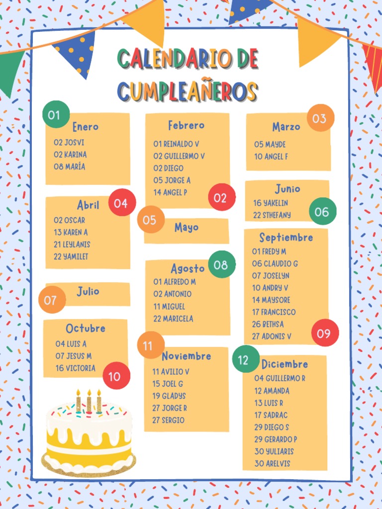 Calendario de Cumpleañeros Platinum | PDF