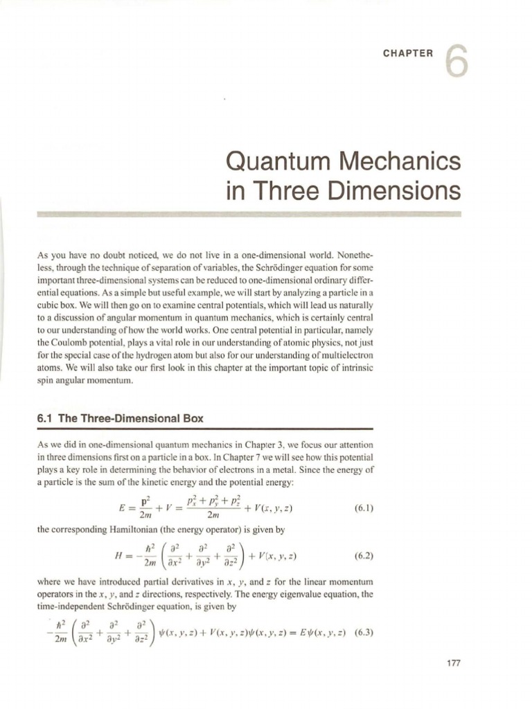 Townsend, Quantum Physics, CHAP - 6, QM in 3D | PDF | Spin (Physics ...