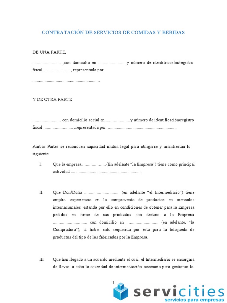 Contrato de Servicios de Comidas y Bebidas | PDF | Business | Economias