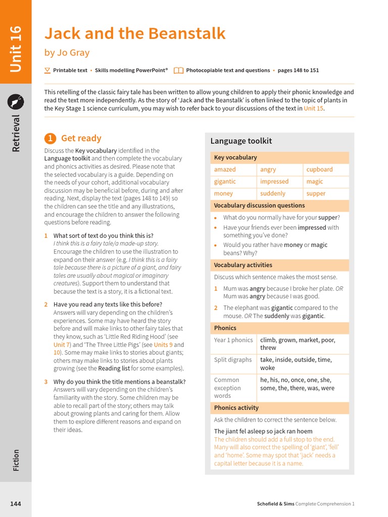 Jack and The Beanstalk: by Jo Gray | PDF | Jack And The Beanstalk | Phonics