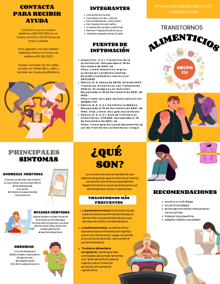 Tríptico Transtornos Alimenticios | PDF | Desorden alimenticio ...