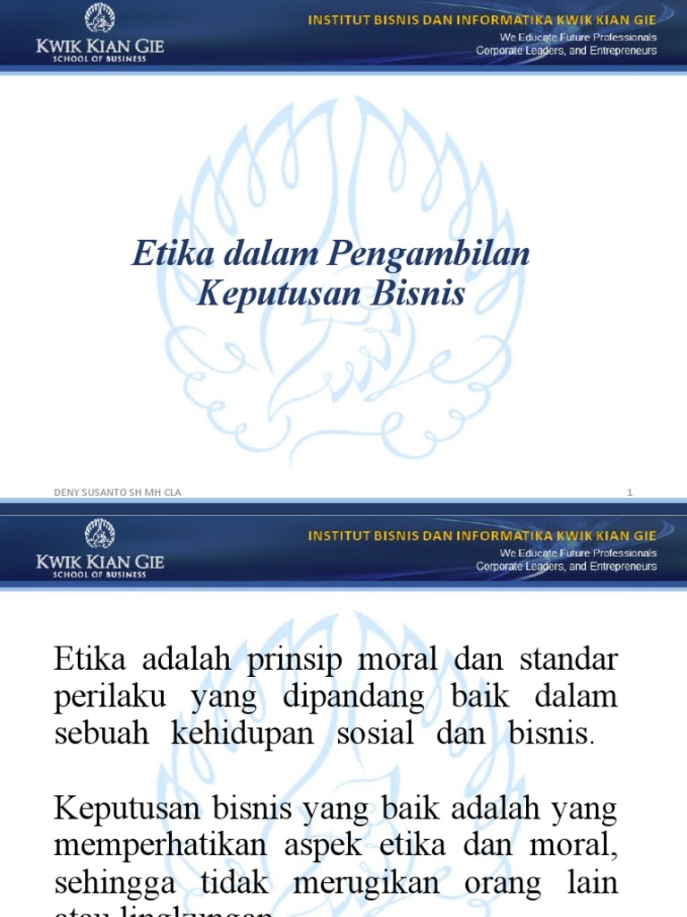 Pertemuan 4 - Etika Dalam Pengambilan Keputusan Bisnis | PDF Pertemuan 4 - Etika Dalam Pengambilan Keputusan Bisnis | PDF
