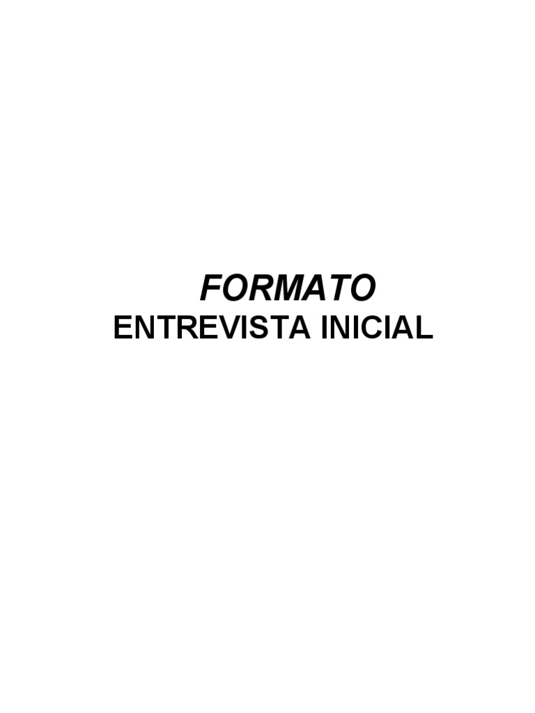 Formato y Guía de Entrevista Inicial | PDF | Infancia | Adultos