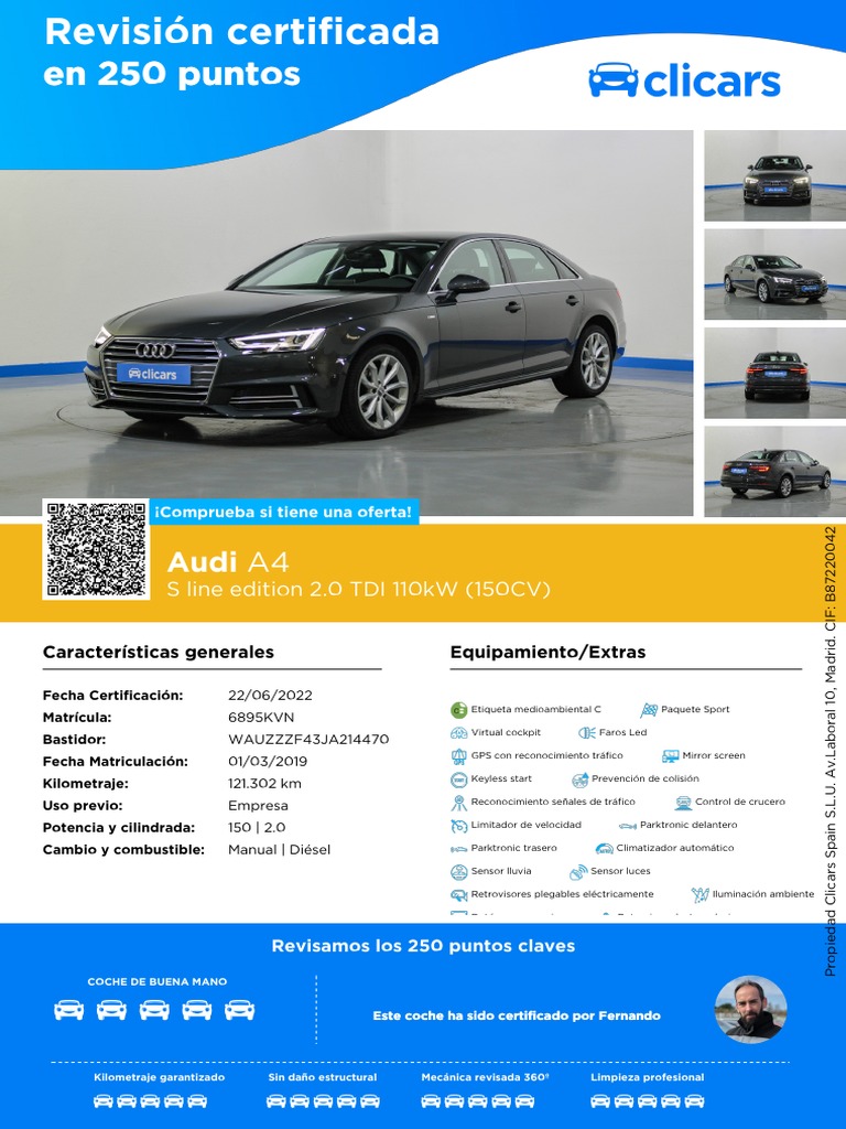Ficha Tecnica de Audi A4 | PDF | Embrague | Vehículos de ruedas