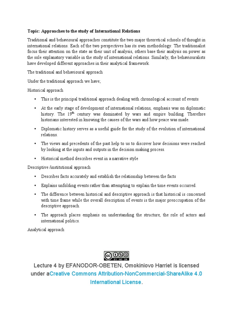 Approaches To The Study of International Relations | PDF ...