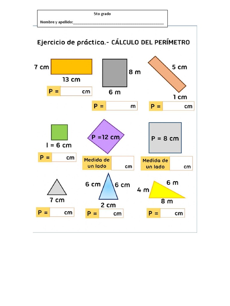 Perimetro y Area Ejercicios | PDF