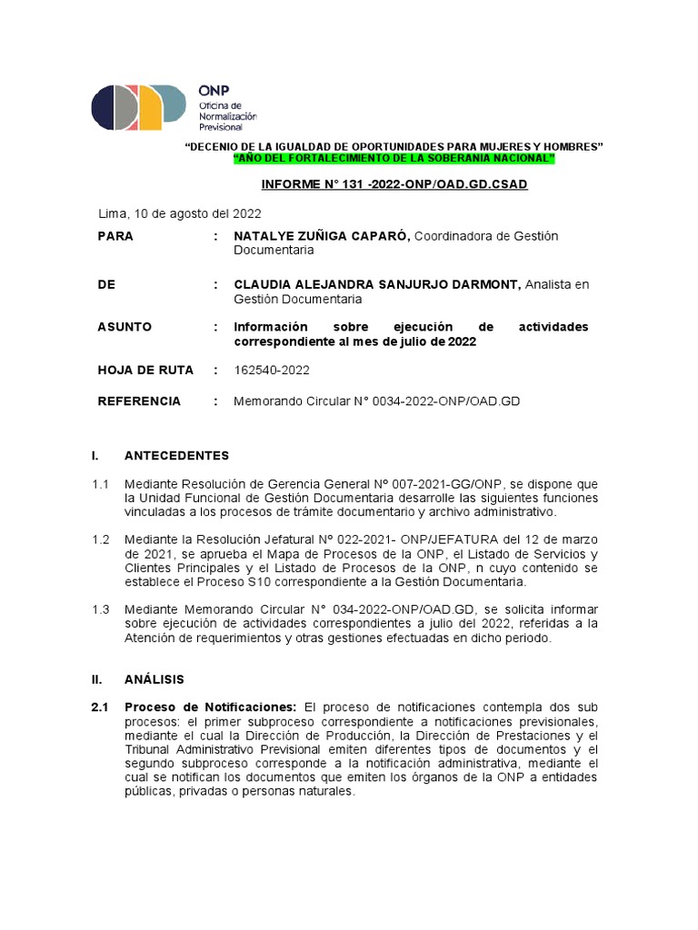 Proyecto de Informe de Gestion Julio (1) (1) Vs2 | PDF | Economias | Business