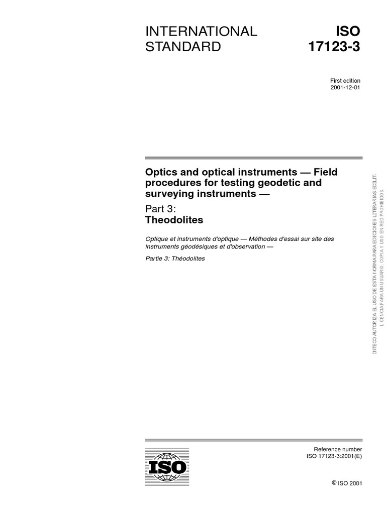 ISO Optics and Optical Instruments - Field Procedures For Testing | PDF ...