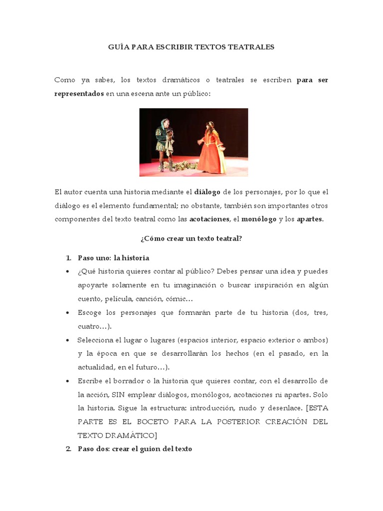 Guía para Escribir Textos Teatrales | Descargar gratis PDF | Teatro | Monólogo