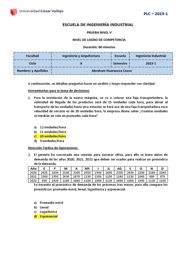 Prueba de Nivel de Logro - X Ciclo - Actualizado | PDF | Minería | Colchón