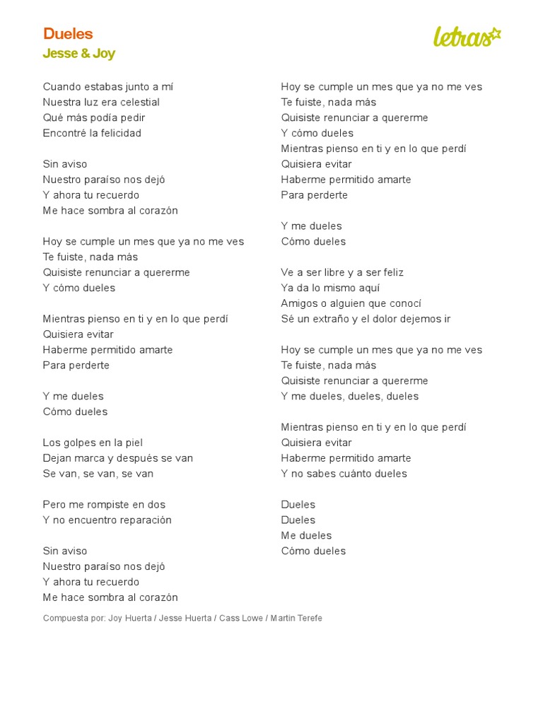 DUELES - Jesse & Joy (Impresión) | PDF