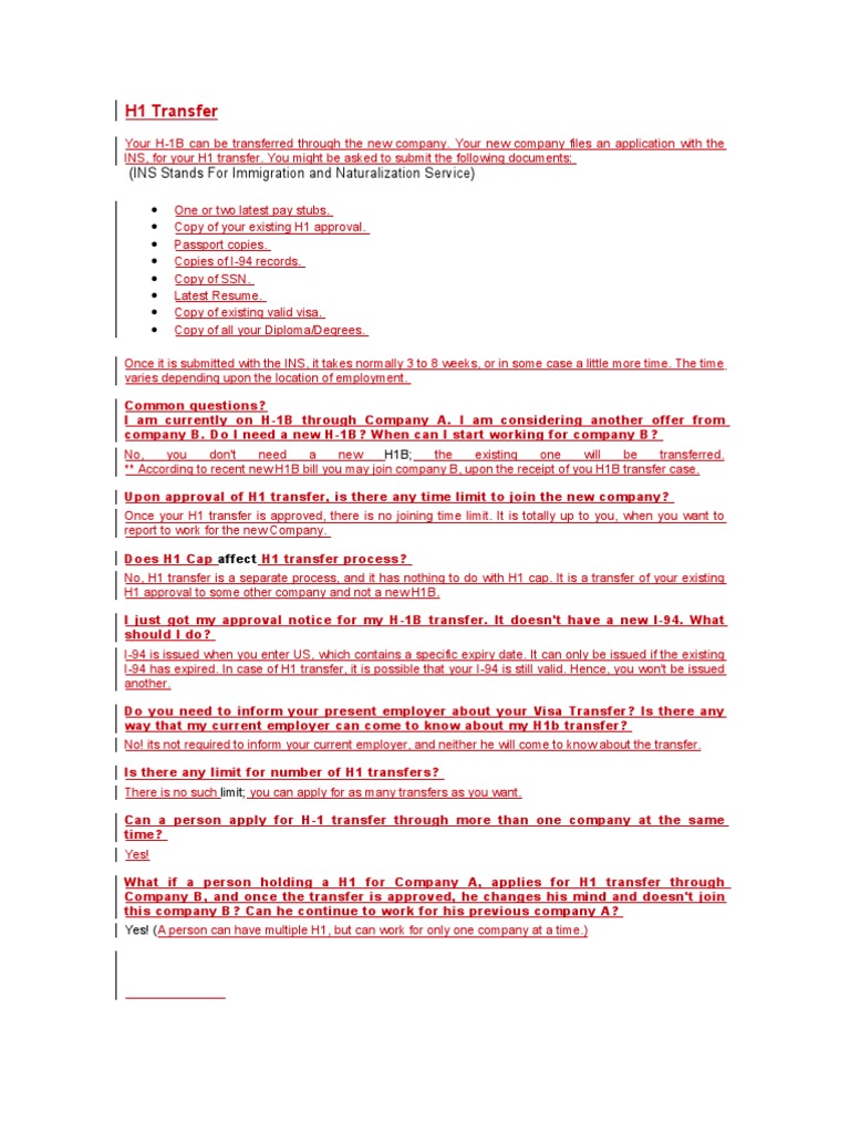 H1 Transfer: (INS Stands For Immigration and Naturalization Service ...