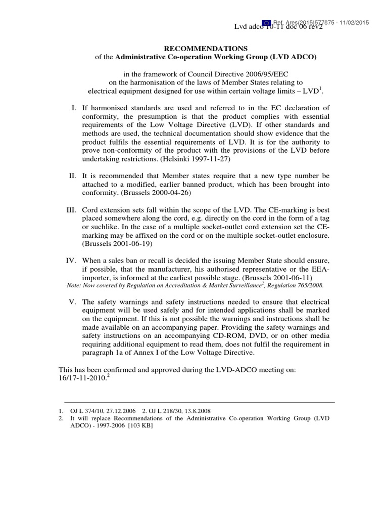 LVD Compliance Documentation Guidelines | PDF