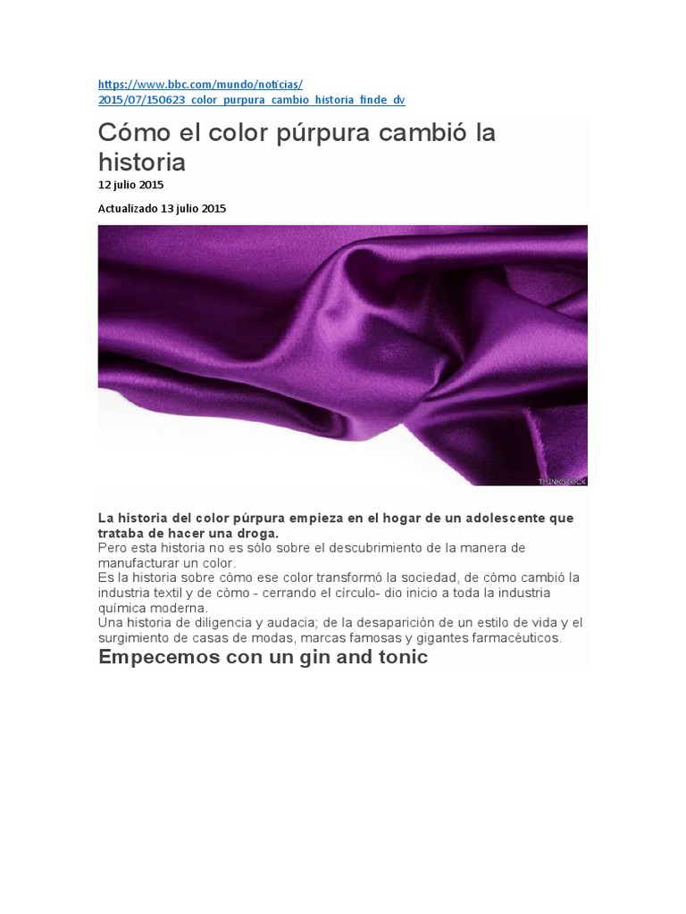 Cómo El Color Púrpura Cambió La Historia | PDF | Novartis | Color
