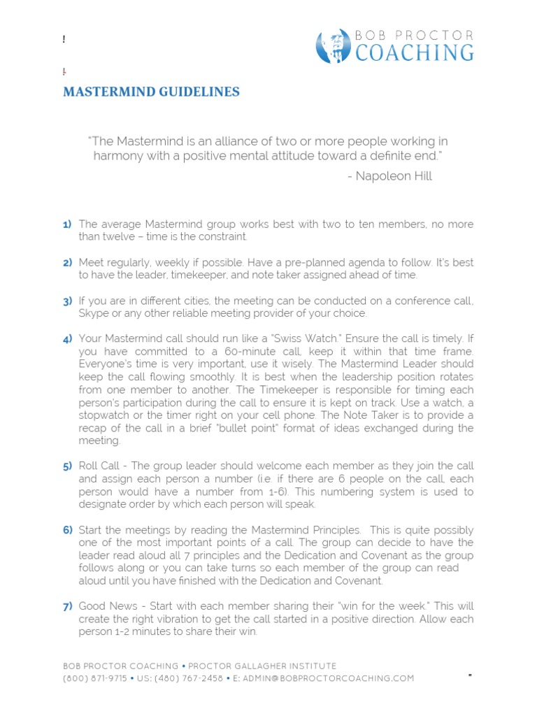 Mastermind Meeting Guidelines | PDF | Psychology
