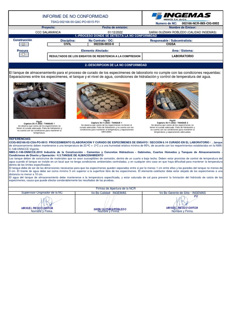 002166-NCR-IMX-CIG-0002 - Cerrada | PDF | Hormigón | Agua