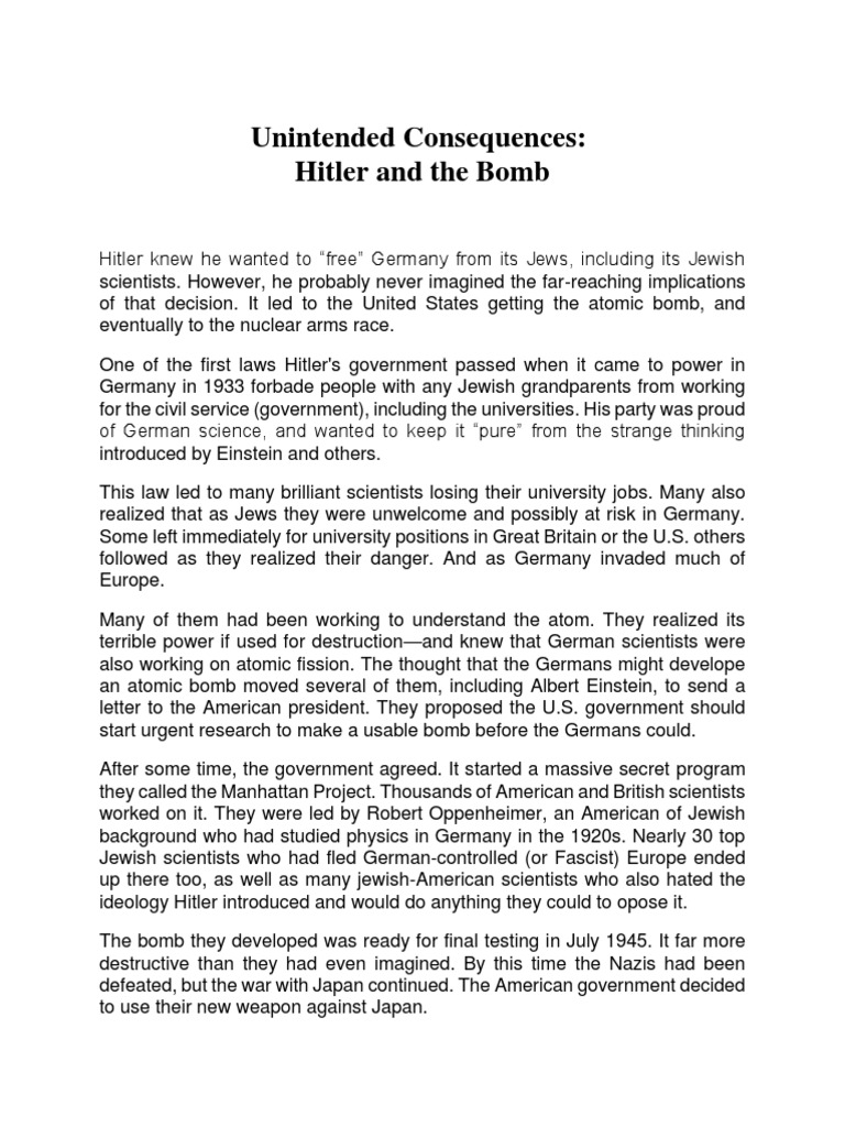 Hitler and the bomb (academic essay) | PDF | Nuclear Weapons ...