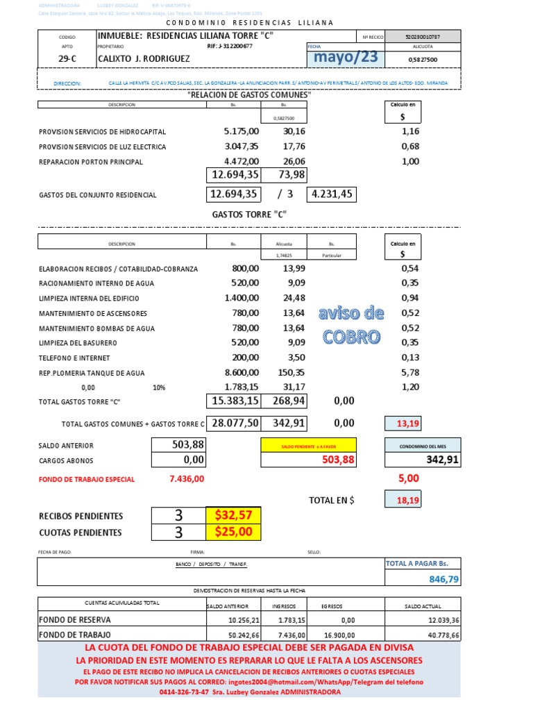 05 MAYO-2023 Apto 29C Calixto Rodriguez | PDF