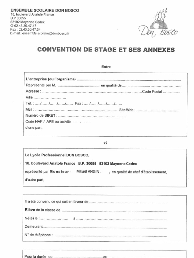 Convention de Stage LP Son Bosco | PDF