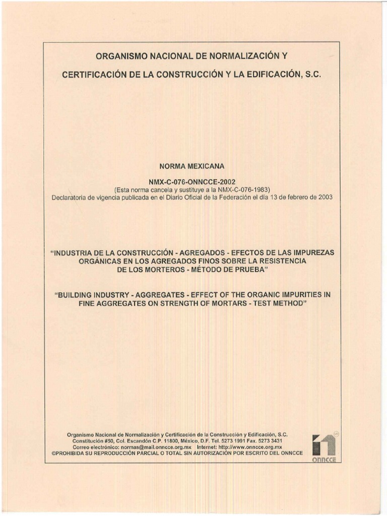 NMX C 076 Onncce 2002 | PDF