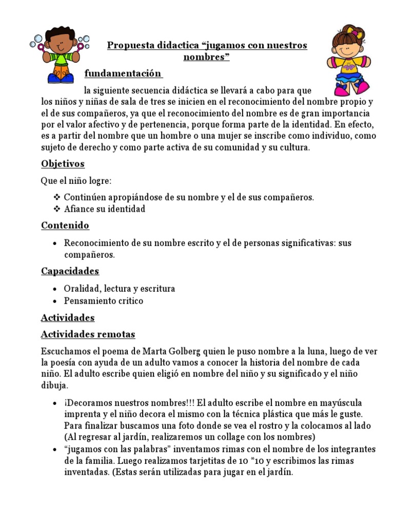 Secuencia Didactica Mi Nombre | PDF