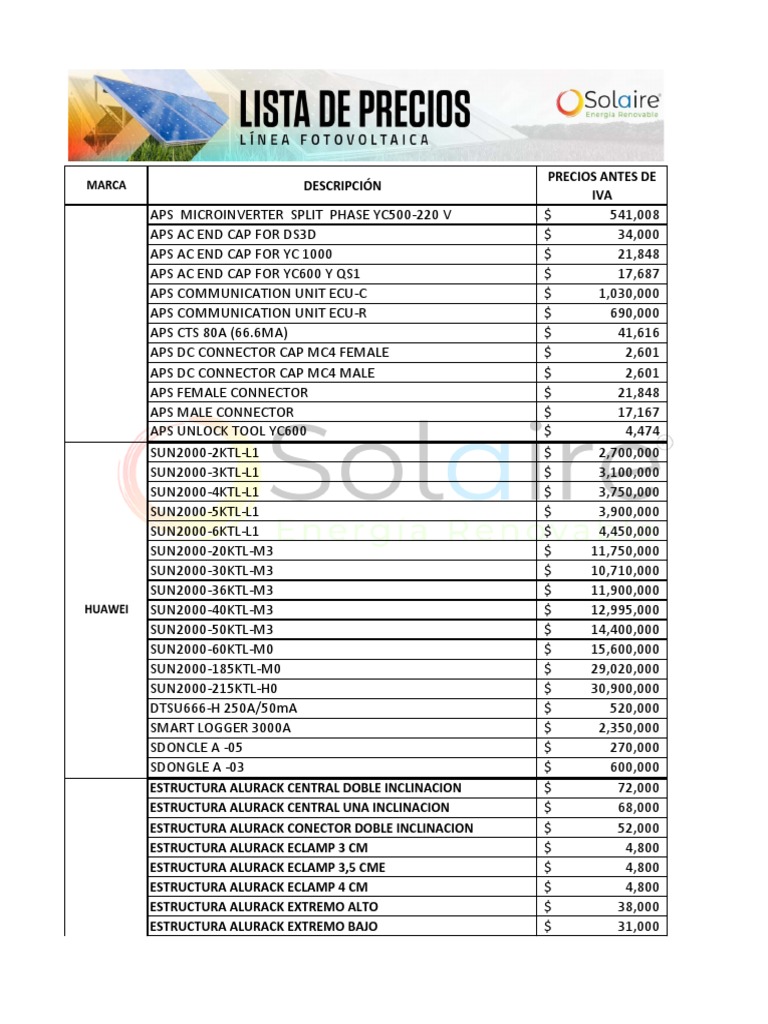 Lista de Precios | PDF