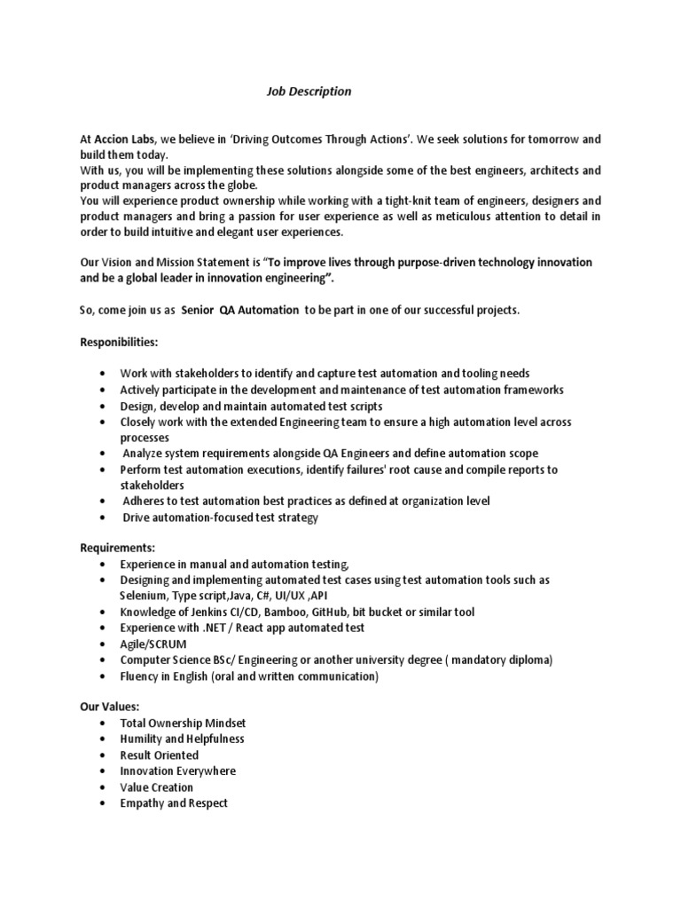 Jd Qa Automation Pdf Automation Innovation