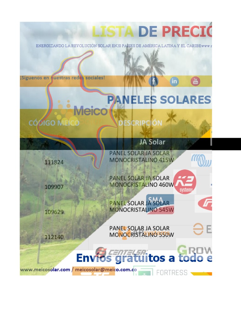 Lista de Precios Meico Solar Colombia - Marzo 2023 | PDF | Redes de ...