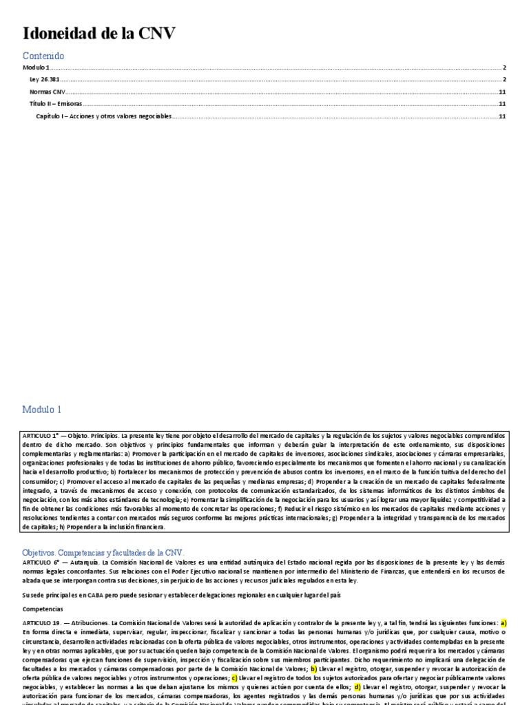 Resumen Idoneidad CNV - Segun Topico | PDF | Comisión Europea | Multa (pena)