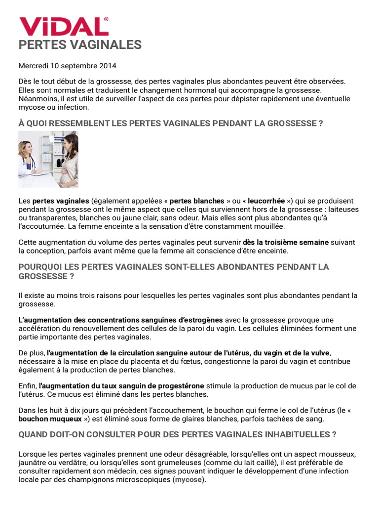 Pertes Vaginales - VIDAL | PDF | Grossesse | Reproduction humaine