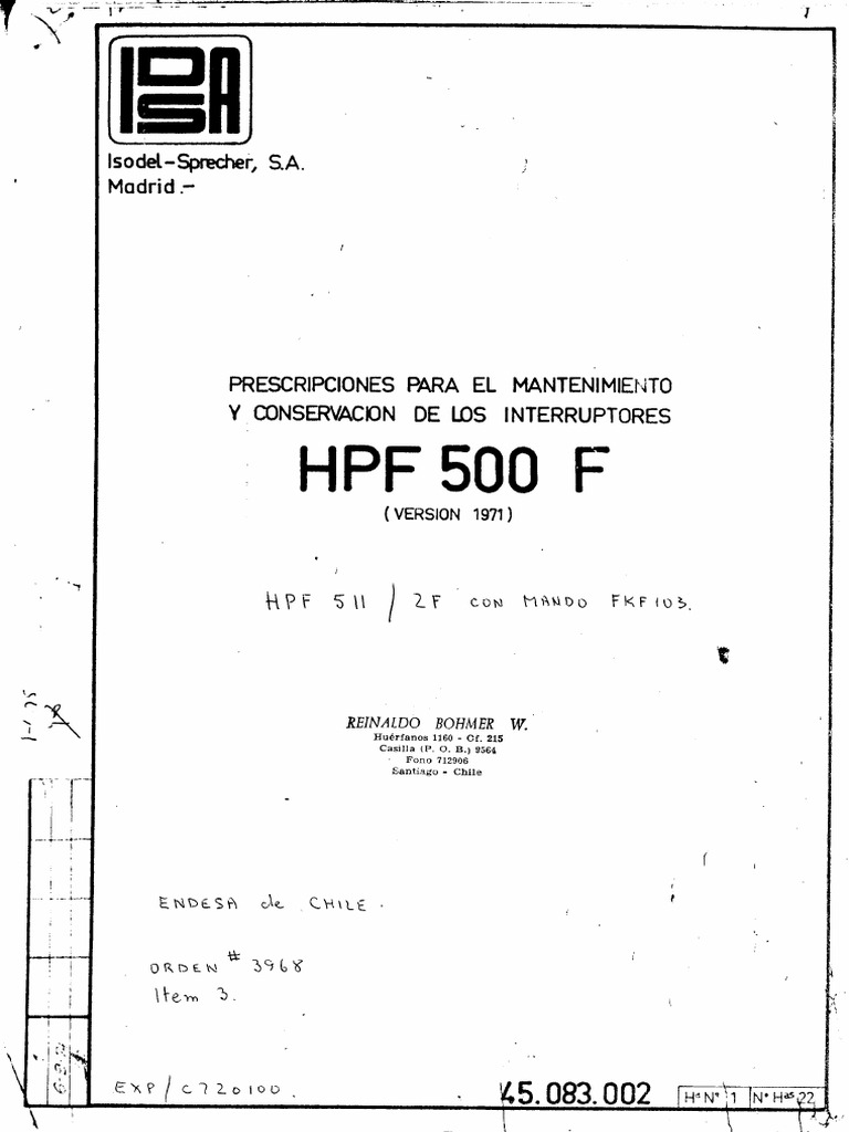 Interruptor Isodel Sprecher HPF 500 F | PDF