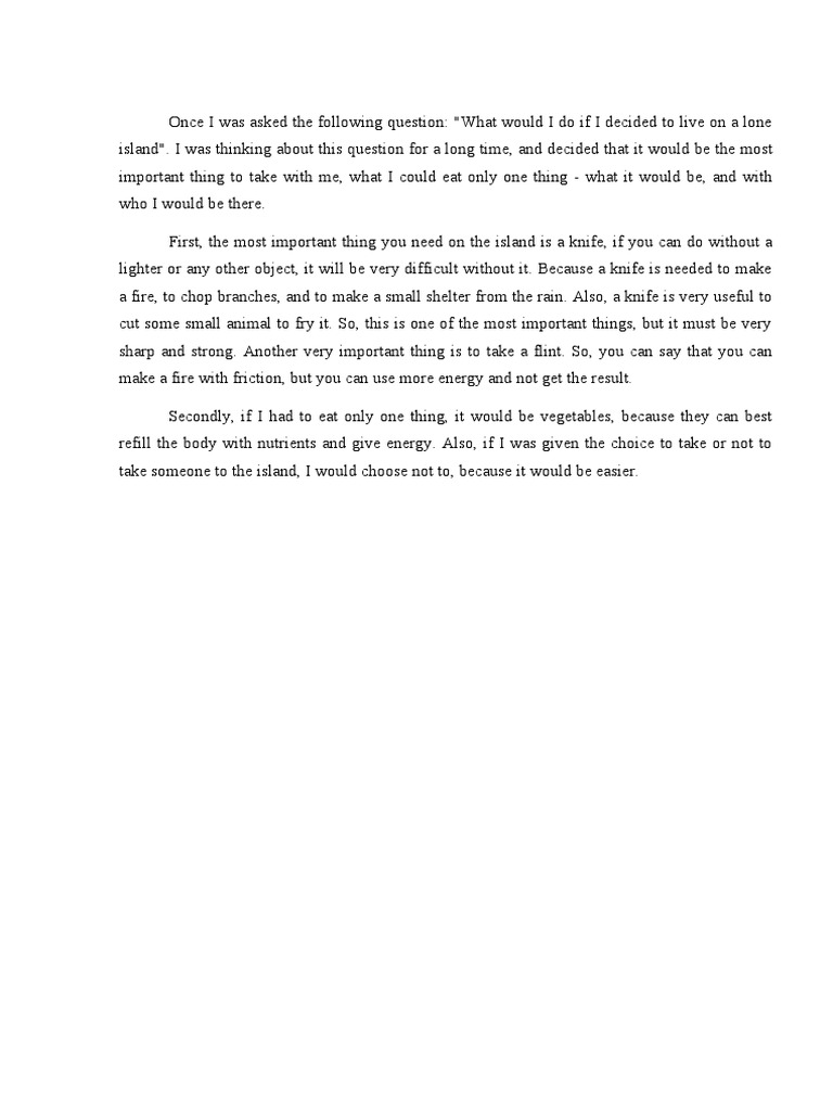 Essentials for Surviving on an Island | PDF