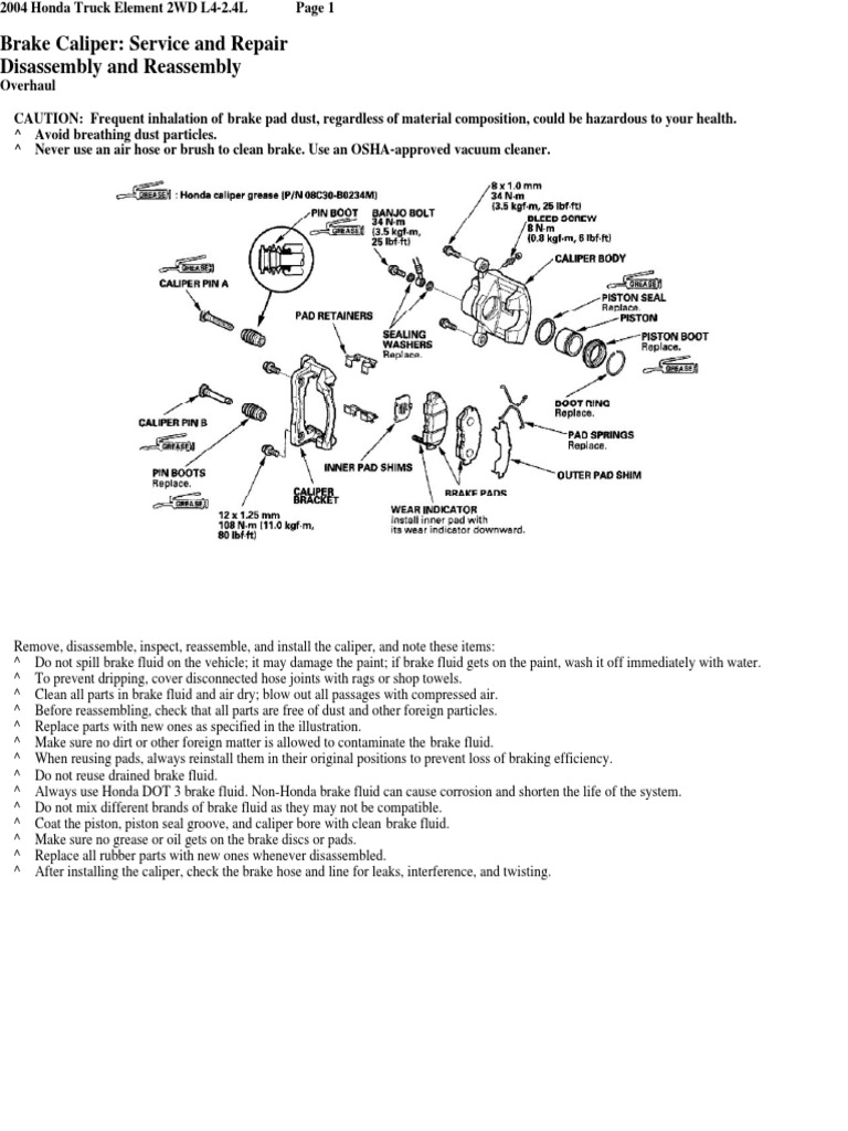 Brake Caliper Disassembly | PDF