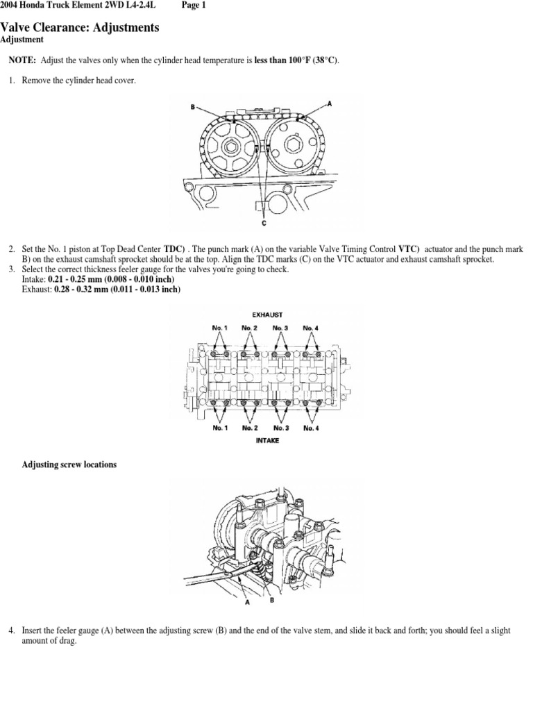 2004 Honda Element Valve Adjustment Guide | PDF | Technology & Engineering