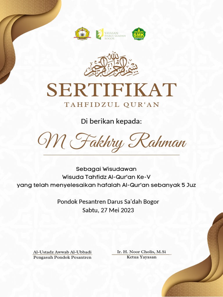 Sertifikat Tahfidz | PDF