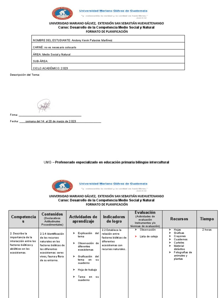 planificacion 2 cnb segundo grado | PDF | Ecosistema | Evaluación